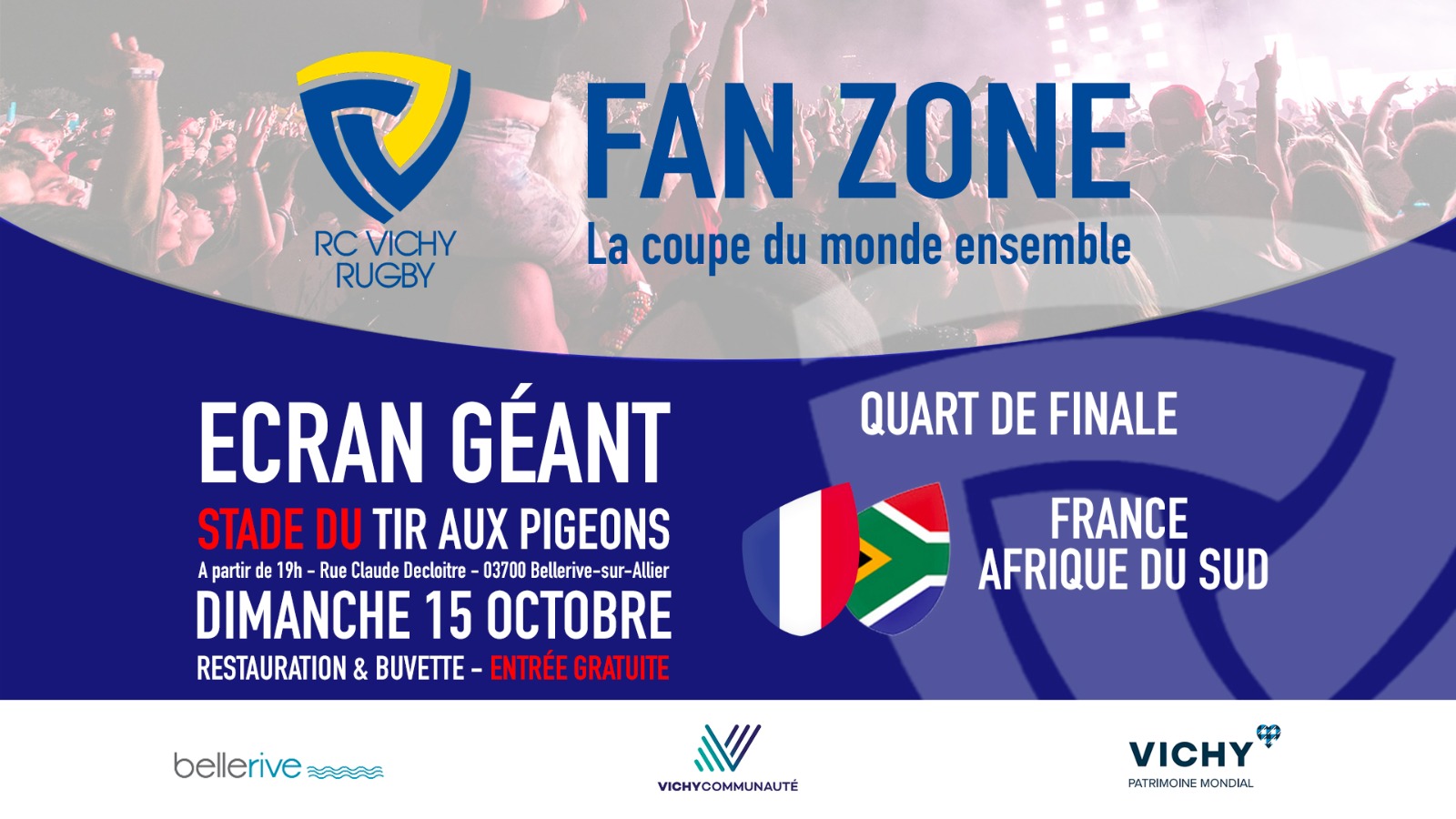 Fan Zone Coupe Du Monde 1 4 De Finale Racing Club Vichy Rugby Rcv
